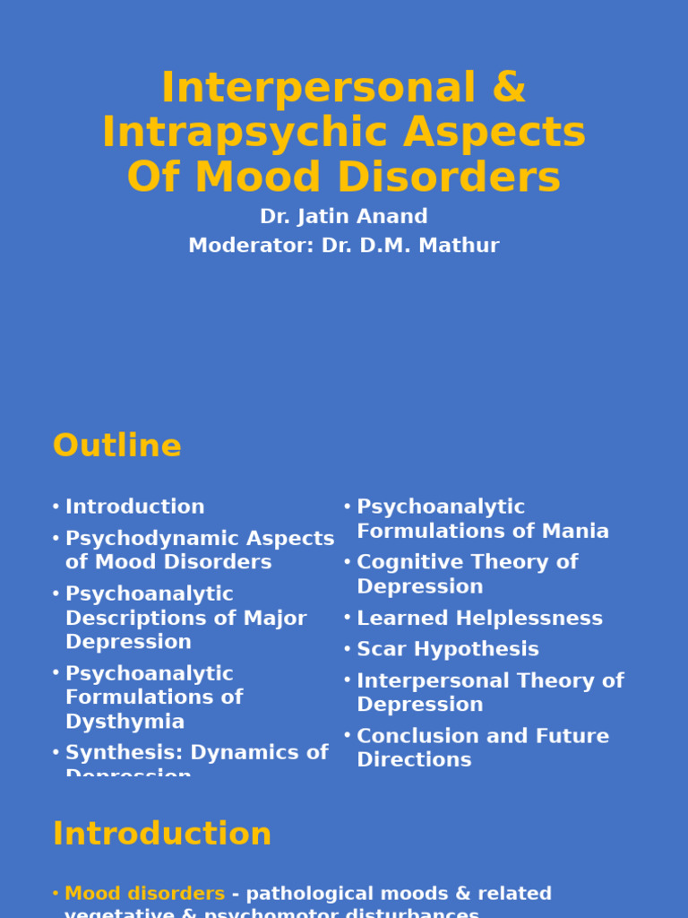 Interpersonal & Intrapsychic Aspects of Mood Disorders | PDF ...