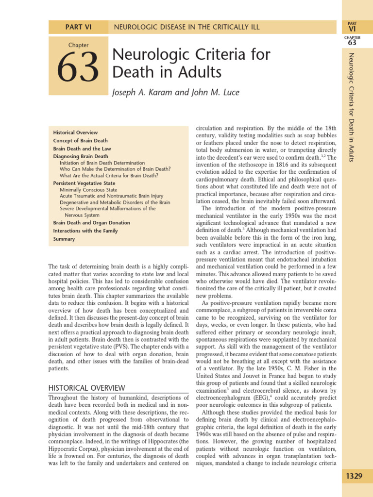 63 Neurologic Criteria For Death in Adults | PDF | Death | Neurology