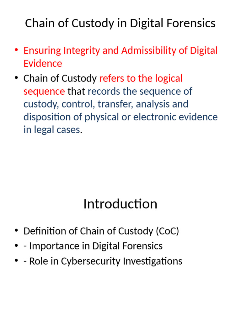 Digital Forensics Chain of Custody Guide | PDF | Digital Forensics ...