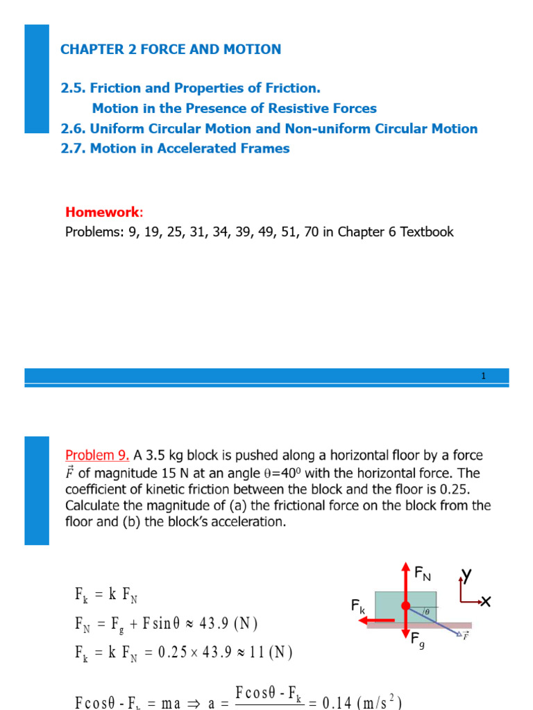 P1 L4 Friction and Motions HW | PDF | Friction | Force
