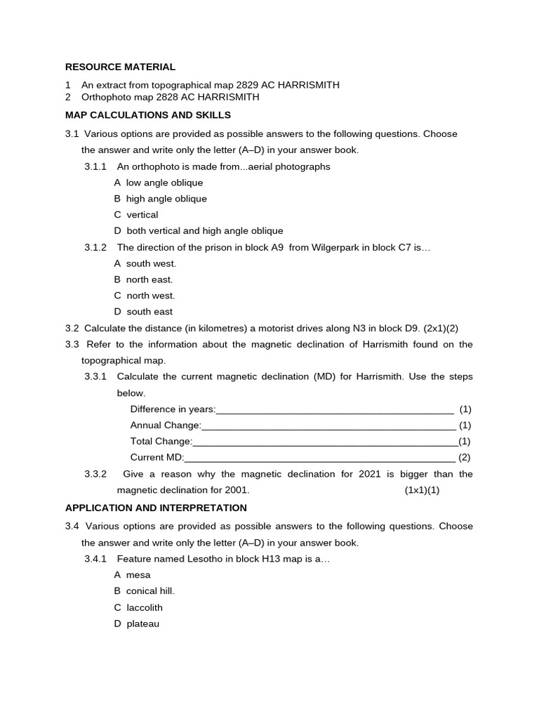 Grade 11 Mapwork Paper 1 | PDF | Topography | Geographic Information System