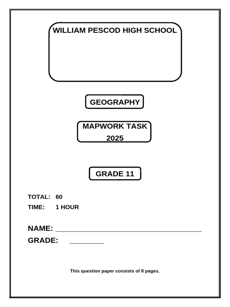 Grade 11 Geography Mapwork Task 2025 | PDF | Geographic Information System