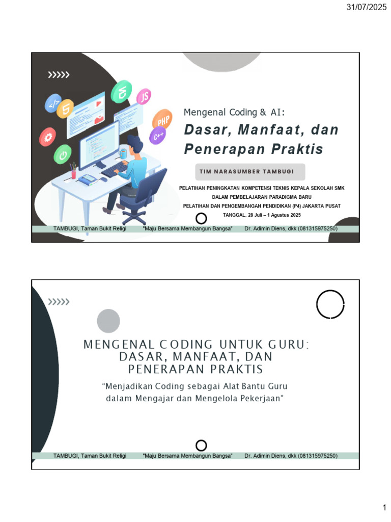 Materi Coding dan AI untuk Guru | PDF