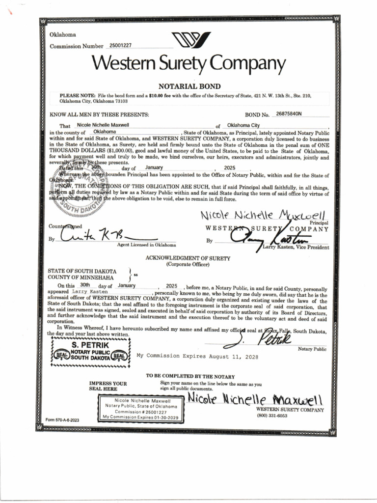 Nicole Maxwell Bond and Oath of Office | PDF
