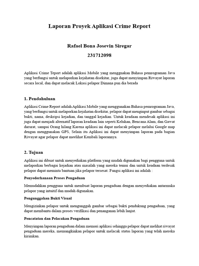 Laporan Proyek Aplikasi Crime Report | PDF