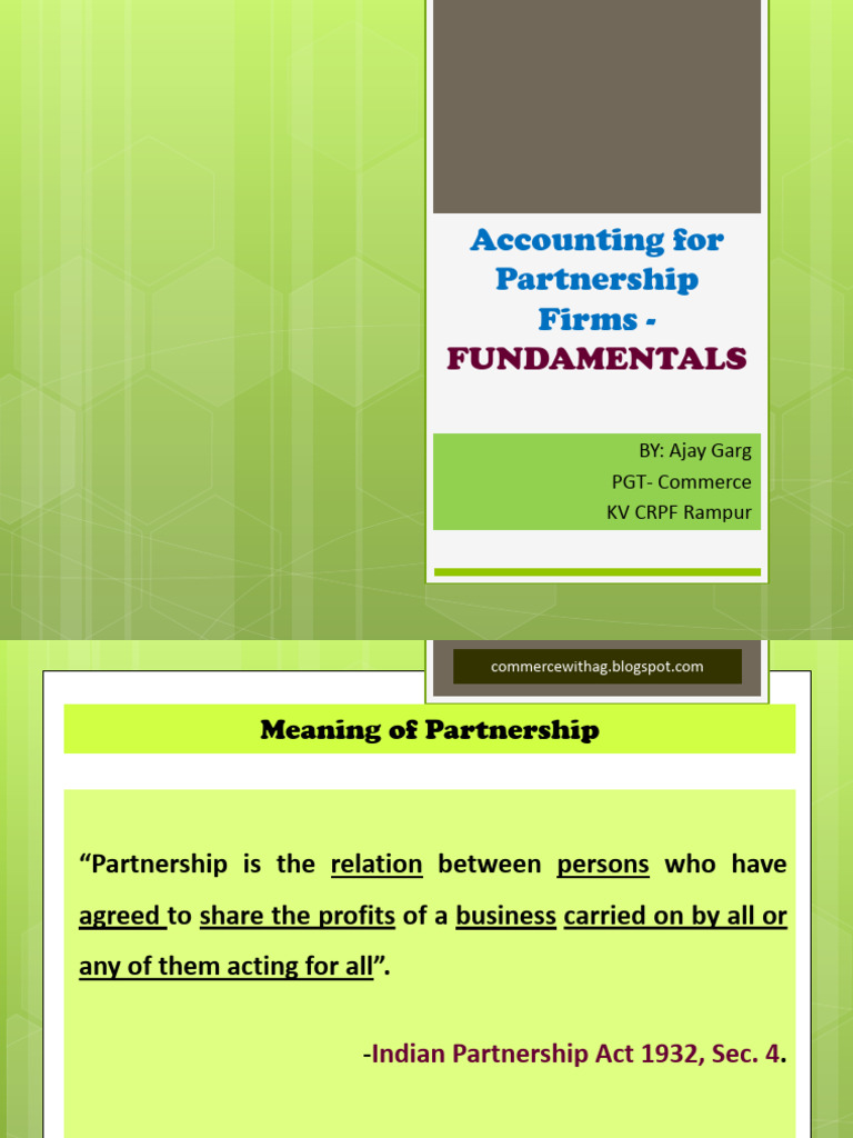 Partnership Accounting Fundamentals Guide | PDF | Partnership | Interest