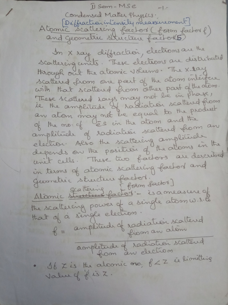 Atomic Scattering Factor-1 | PDF