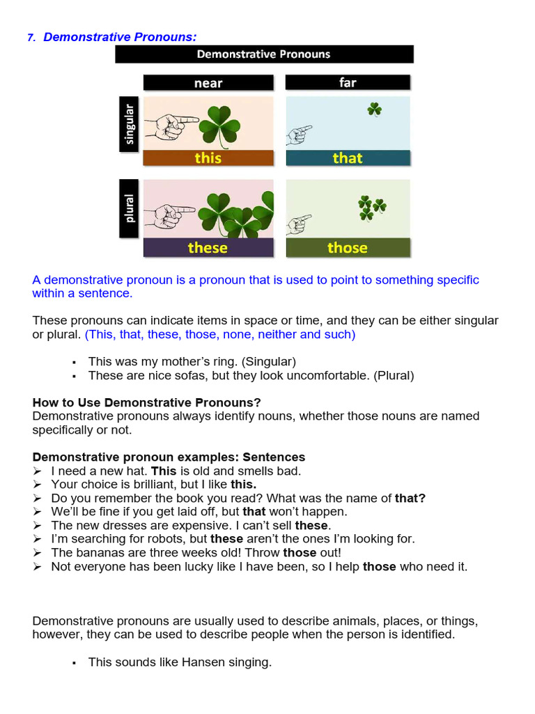 Understanding Demonstrative Pronouns | PDF