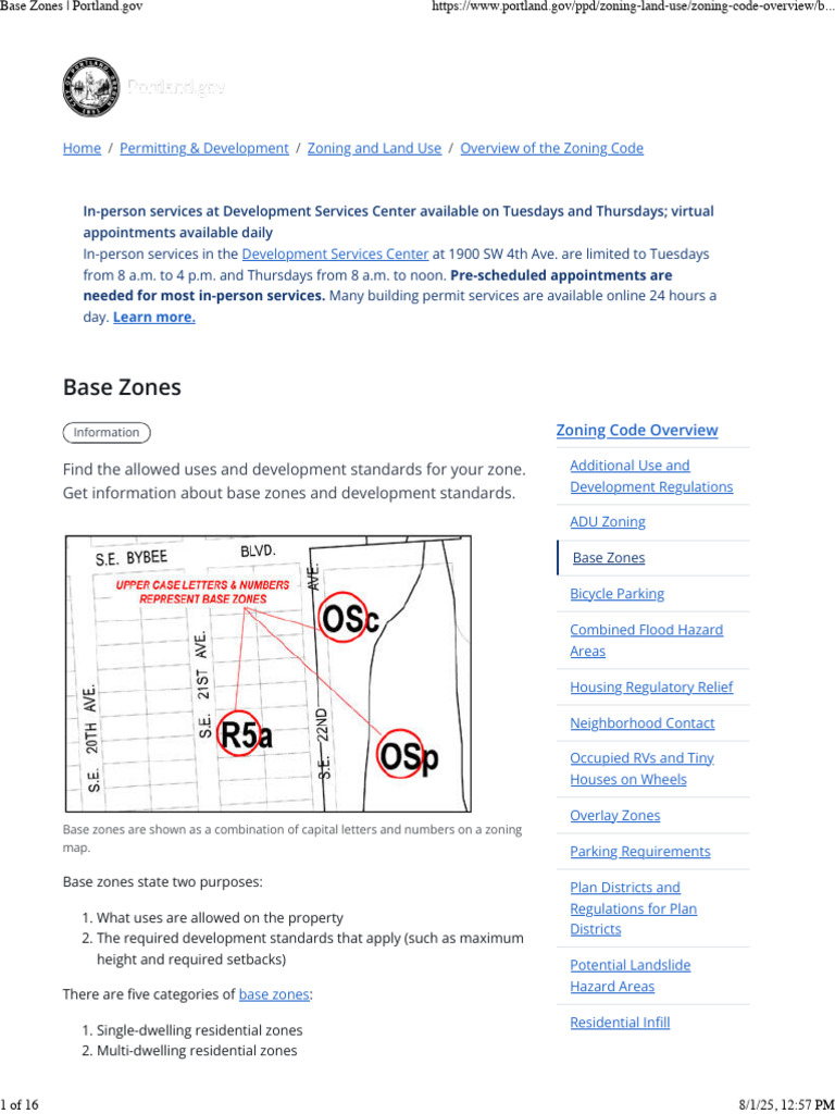Base Zones - Portland - Gov | PDF | Zoning | Land Lot