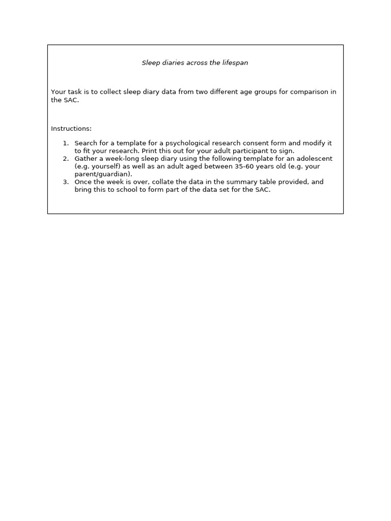 Sleep Diary Holiday Task 2025 | PDF | Sleep | Caffeine