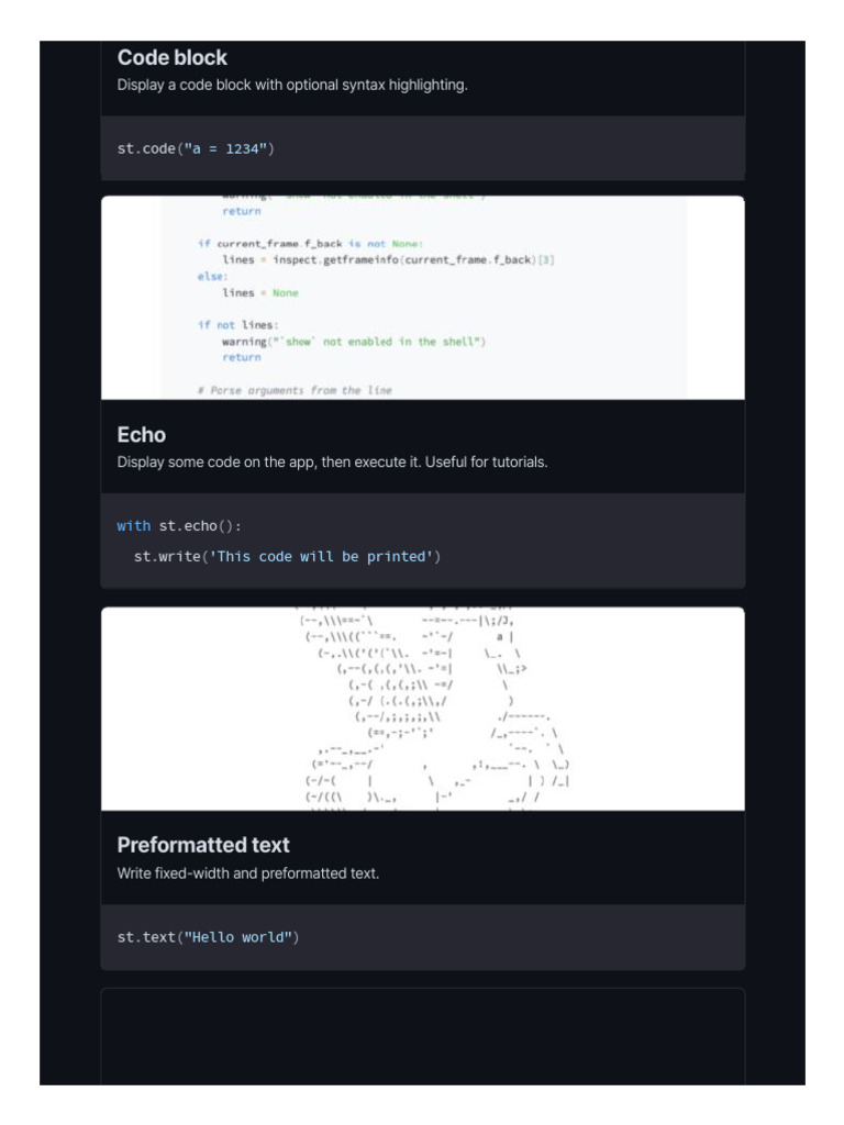 Text Elements Streamlit Docs 1 6 4 | PDF