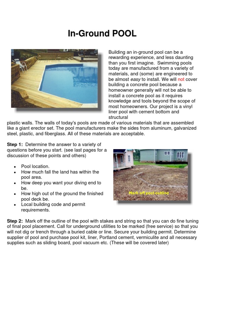 Tom Hudak InGround Pool | PDF | Swimming Pool | Polyvinyl Chloride