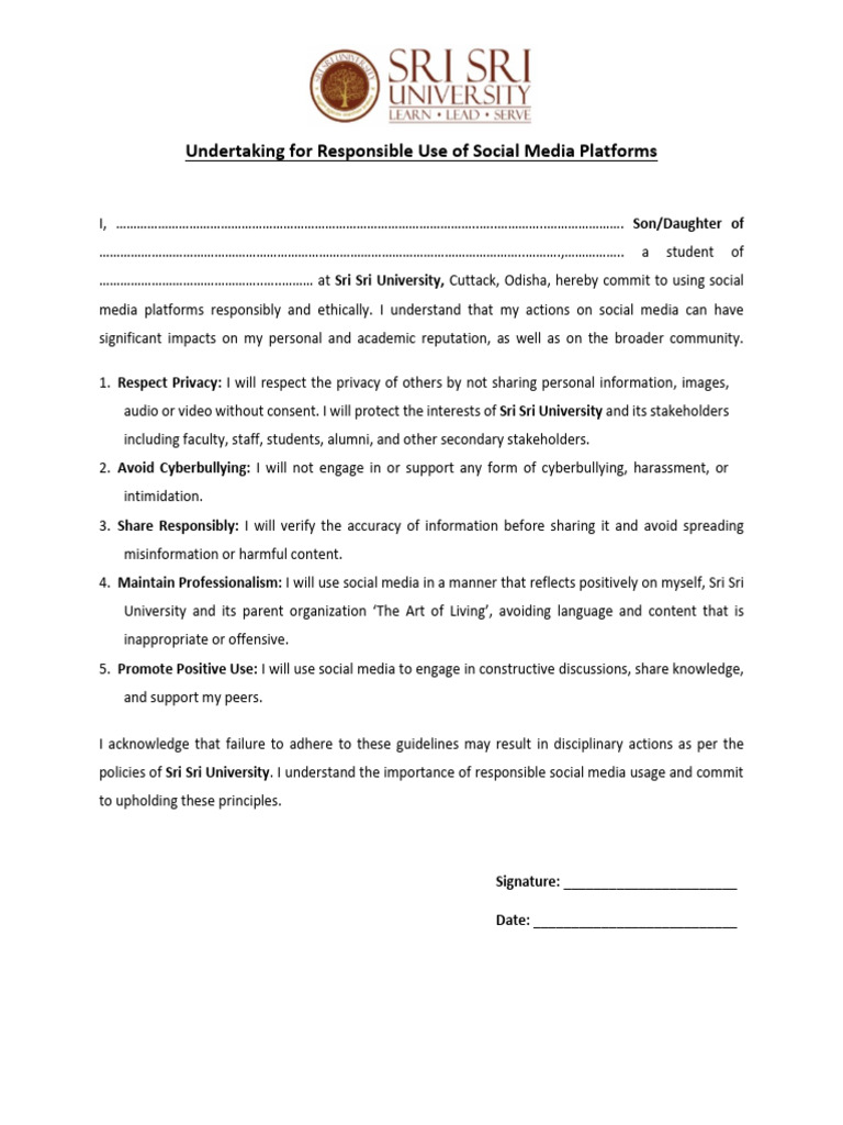 Responsible Social Media Commitment Form | PDF