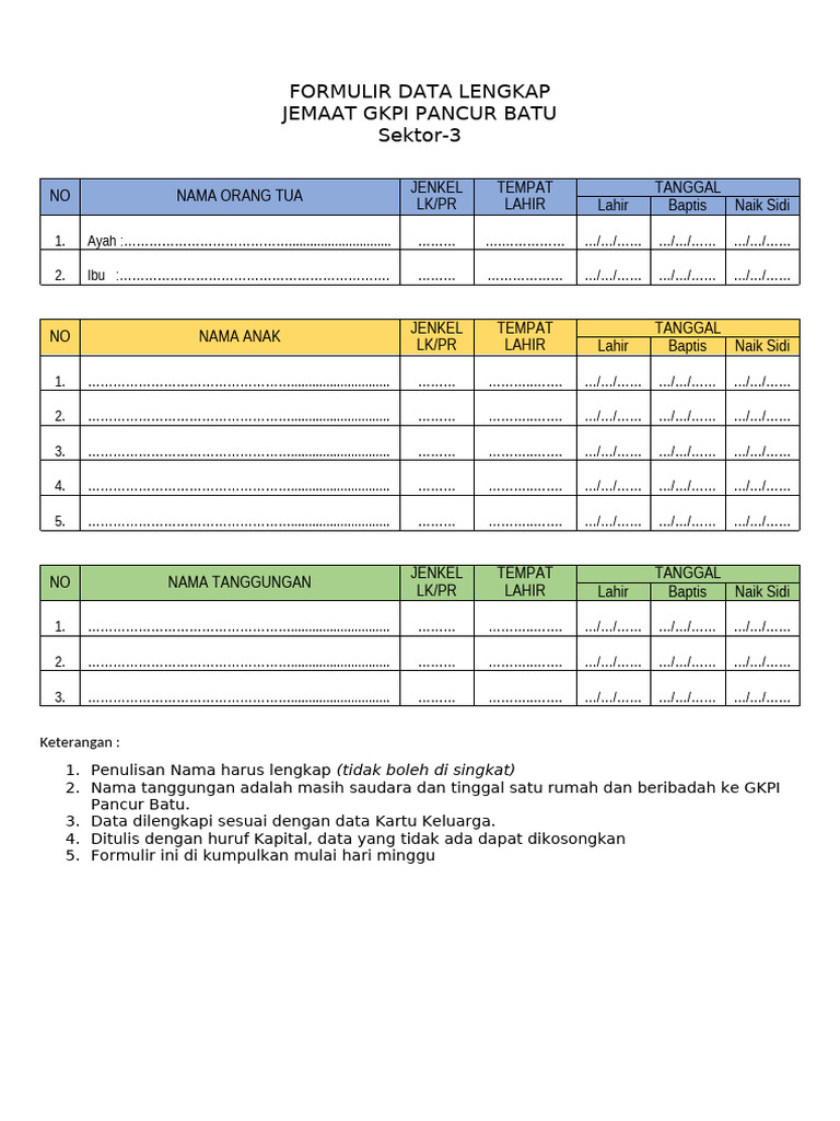 Formulir Data Lengkap | PDF