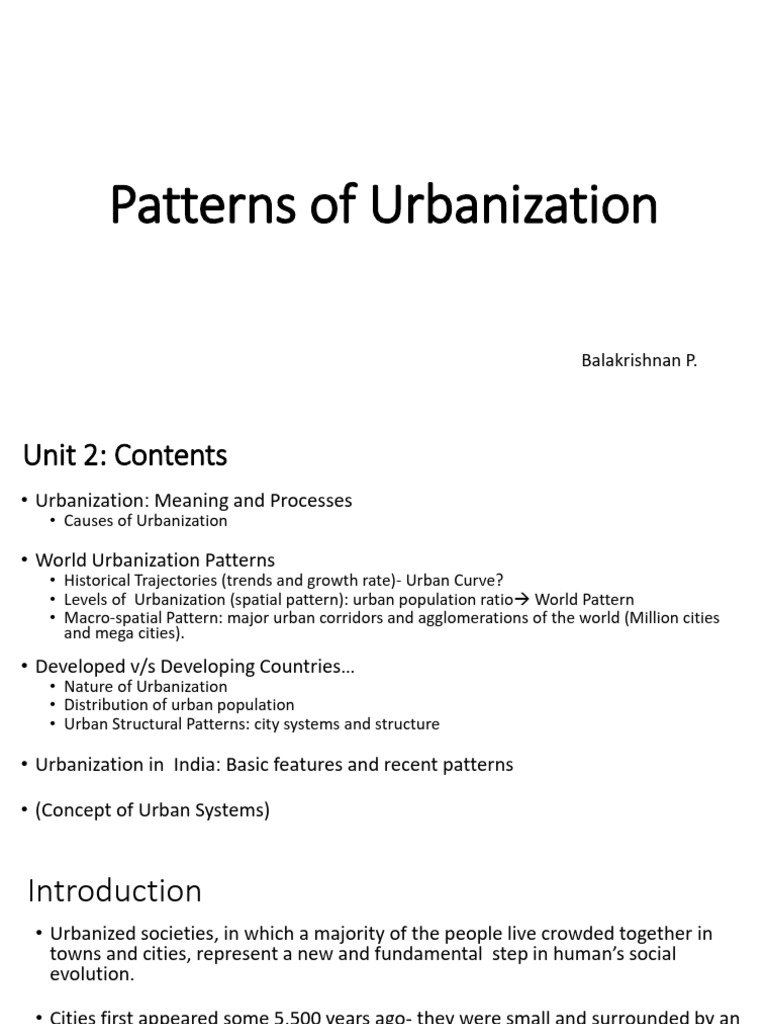 1 - Patterns of Urbanization | PDF | City | Urbanization