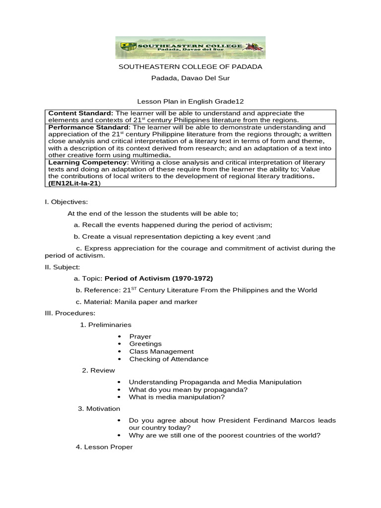 LP Liezel New | PDF | Learning | Lesson Plan