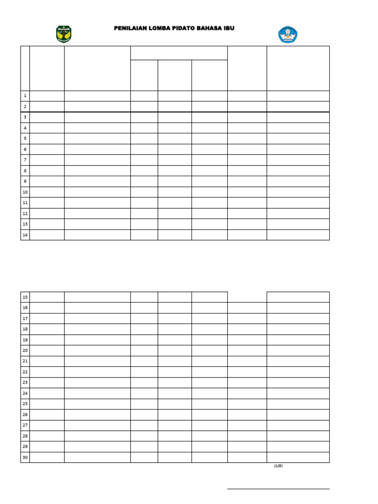 Format Penilaian Lomba Pidato 2025 Pdf