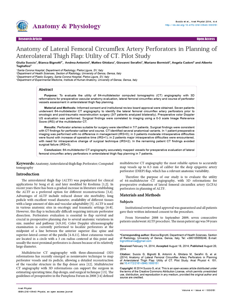 Anatomy of Lateral Femoral Circumflex Artery Perforators in Planning of ...