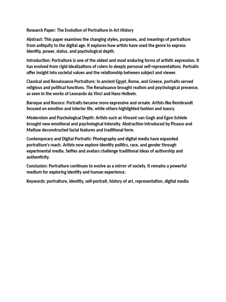 Evolution of Portraiture in Art History | PDF