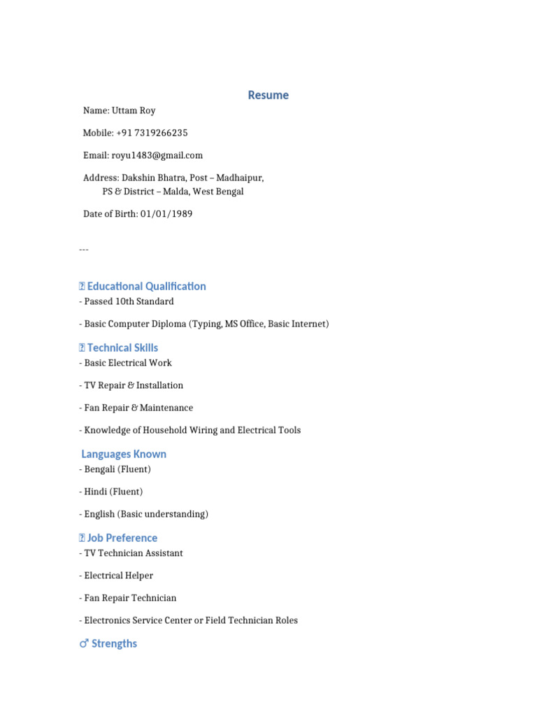 Uttam Roy Resume | PDF