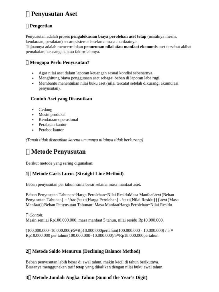 Metode dan Prinsip Penyusutan Aset | PDF