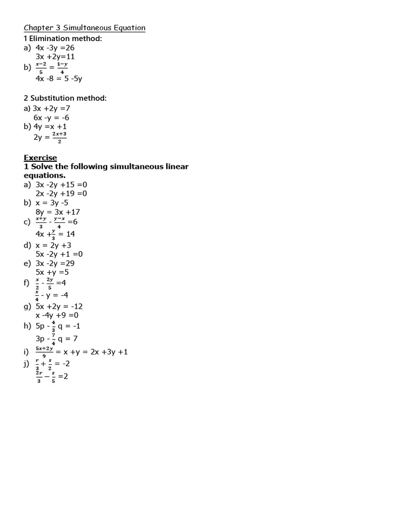 Solving Simultaneous Equations Guide | PDF | Mathematical Concepts ...