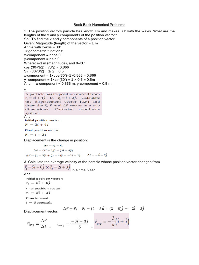 Class 11 Kinematics Numerical Problems | PDF | Rotation Around A Fixed ...