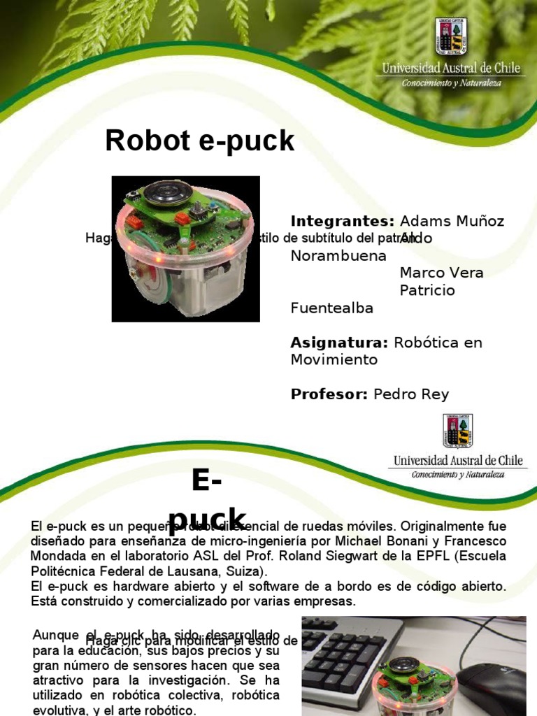 Presentación Robot E-Puck | PDF | Matlab | Hardware de la computadora