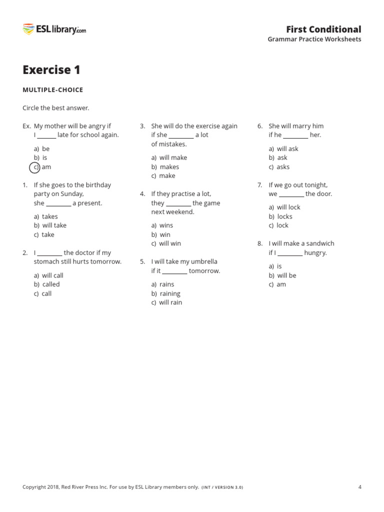 First Conditional Grammar Exercises | PDF