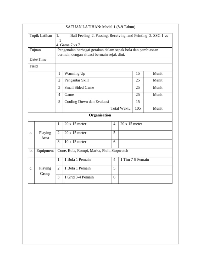 Program Latihan U8-U9 | PDF
