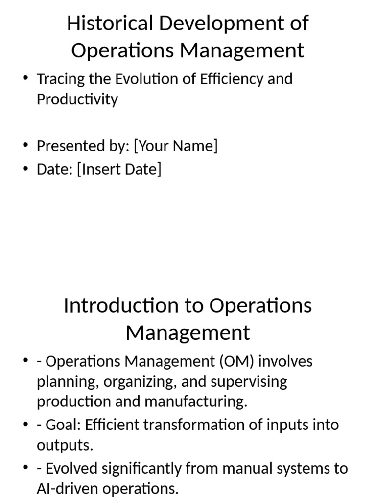 Historical Development of Operations Management | PDF