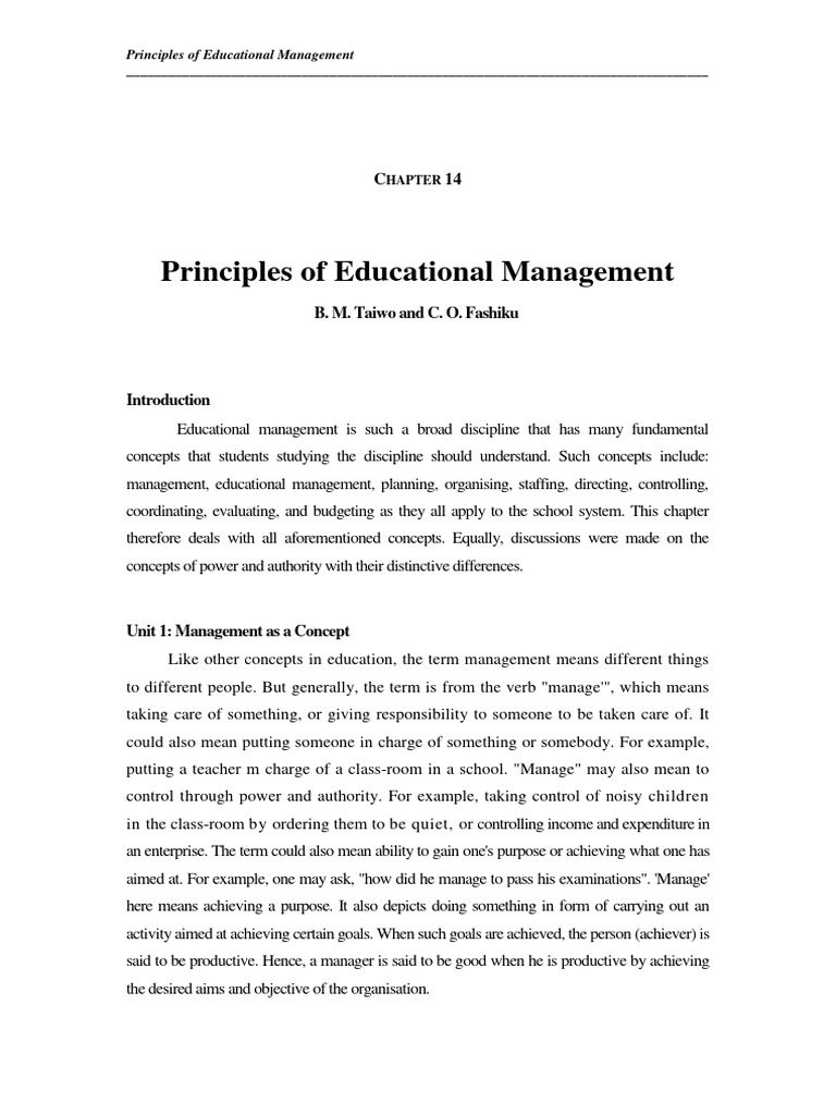 Principles of Educational Management | PDF | Power (Social And ...