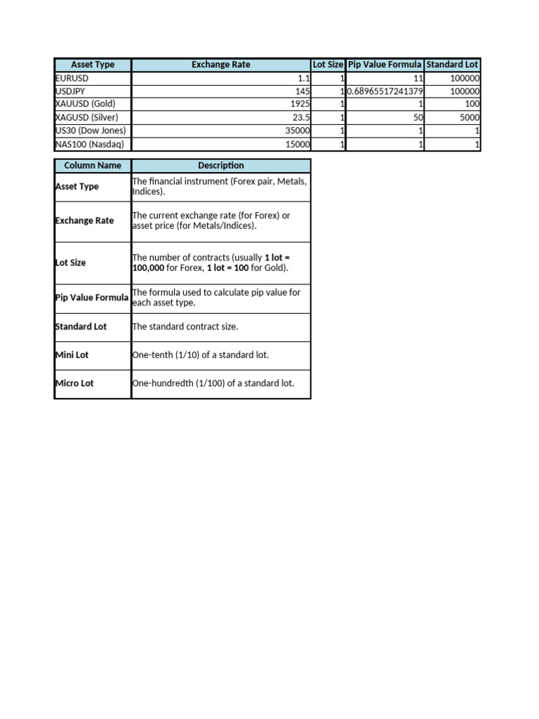 Lot Size and Pip Value Guide | PDF | Foreign Exchange Market | Private ...