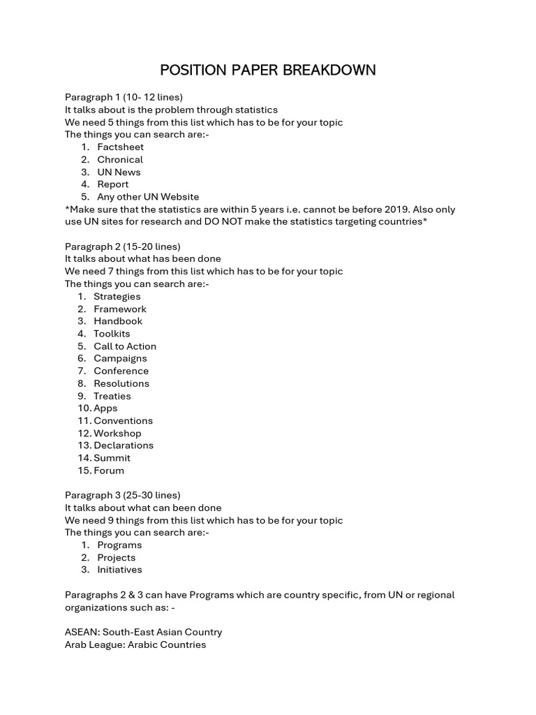 Position Paper Breakdown | PDF