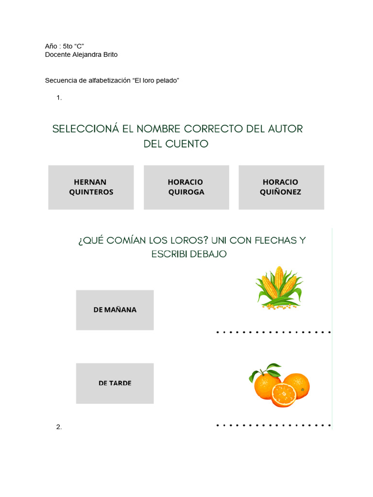 Año - 5to "C" Intensificacion El Loro Pelado | PDF