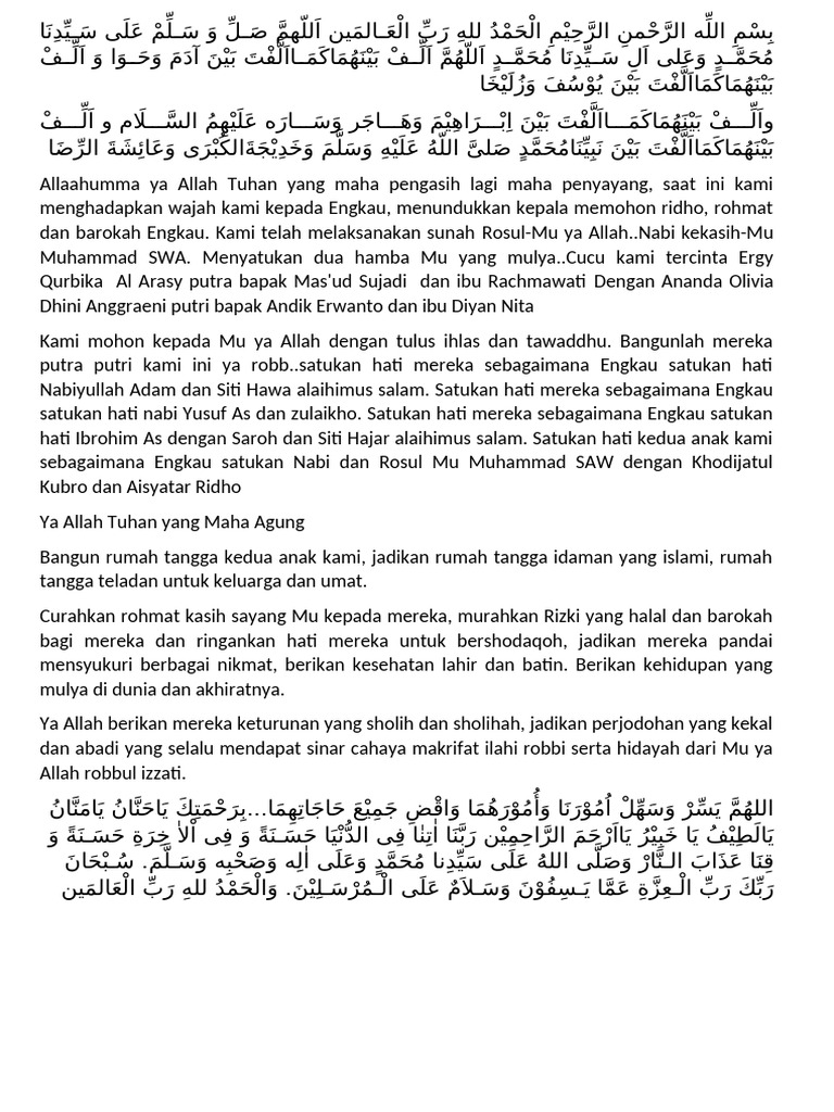 Doa Pernikahan Islami untuk Ergy dan Olivia | PDF