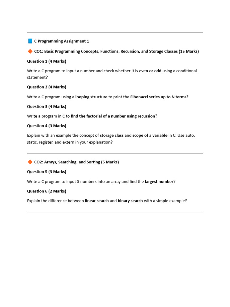 ? C Programming Assignment 1 | PDF