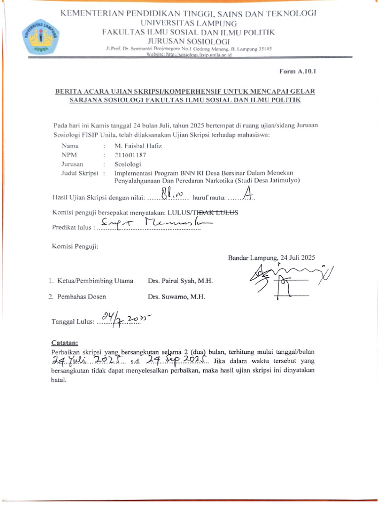 Berita Acara Faishal | PDF