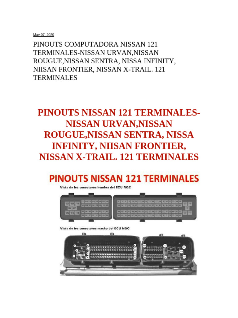 Pinouts de Computadoras Nissan 121 | PDF | Acelerador | Inyección de ...