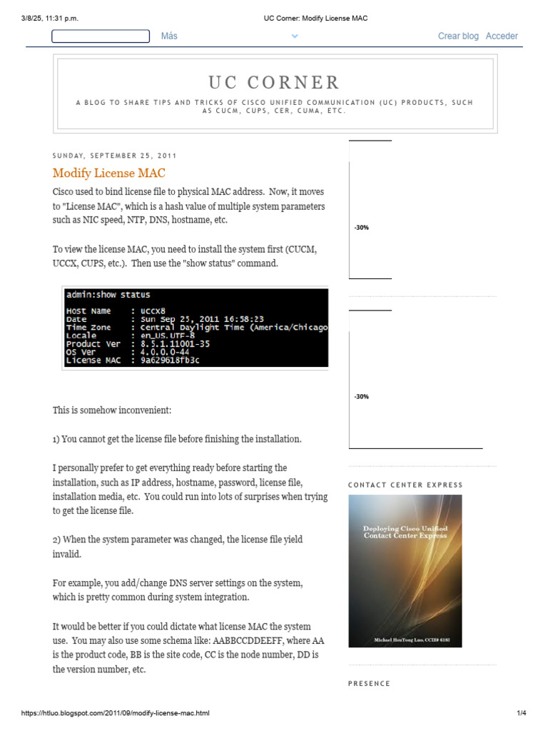 Modifying License MAC for UCCX | PDF | Domain Name System | Computer ...