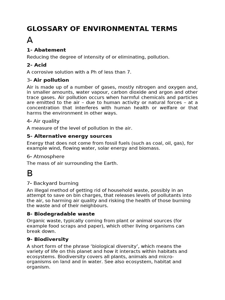 Glossary of Environmental Terms | PDF | Climate Change | Waste