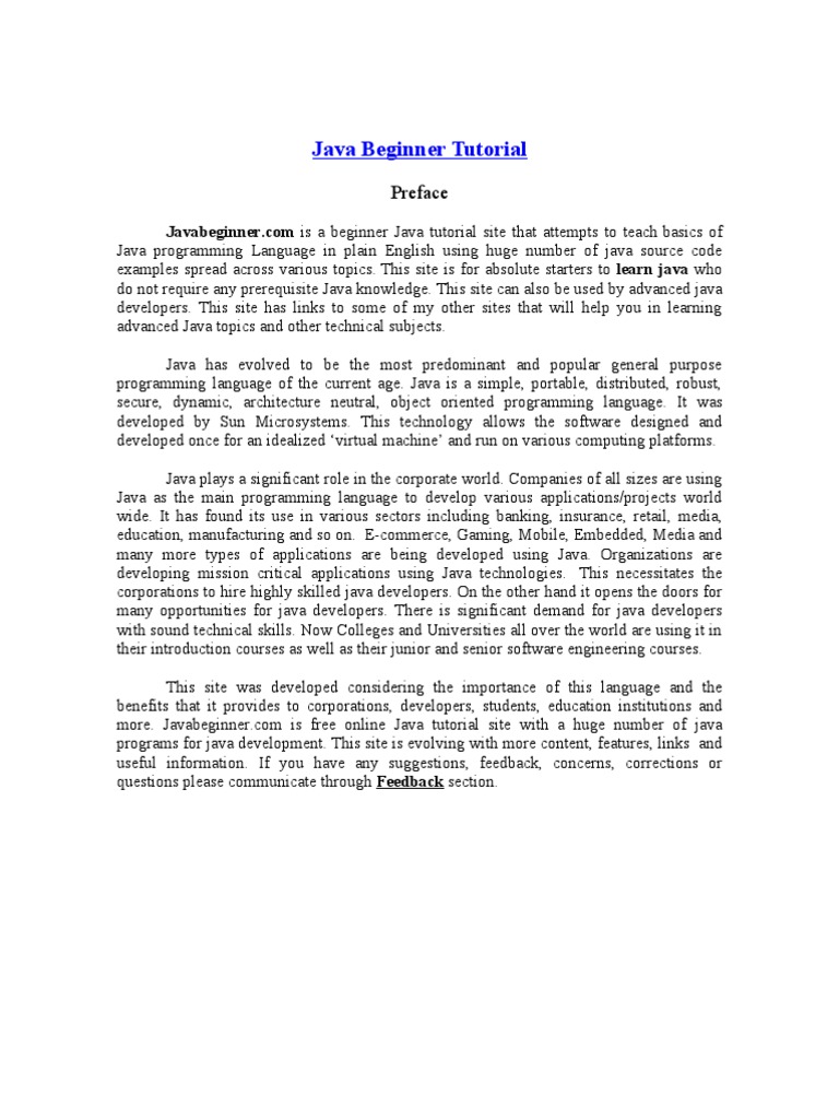 Java Beginner | PDF | Java (Programming Language) | Control Flow