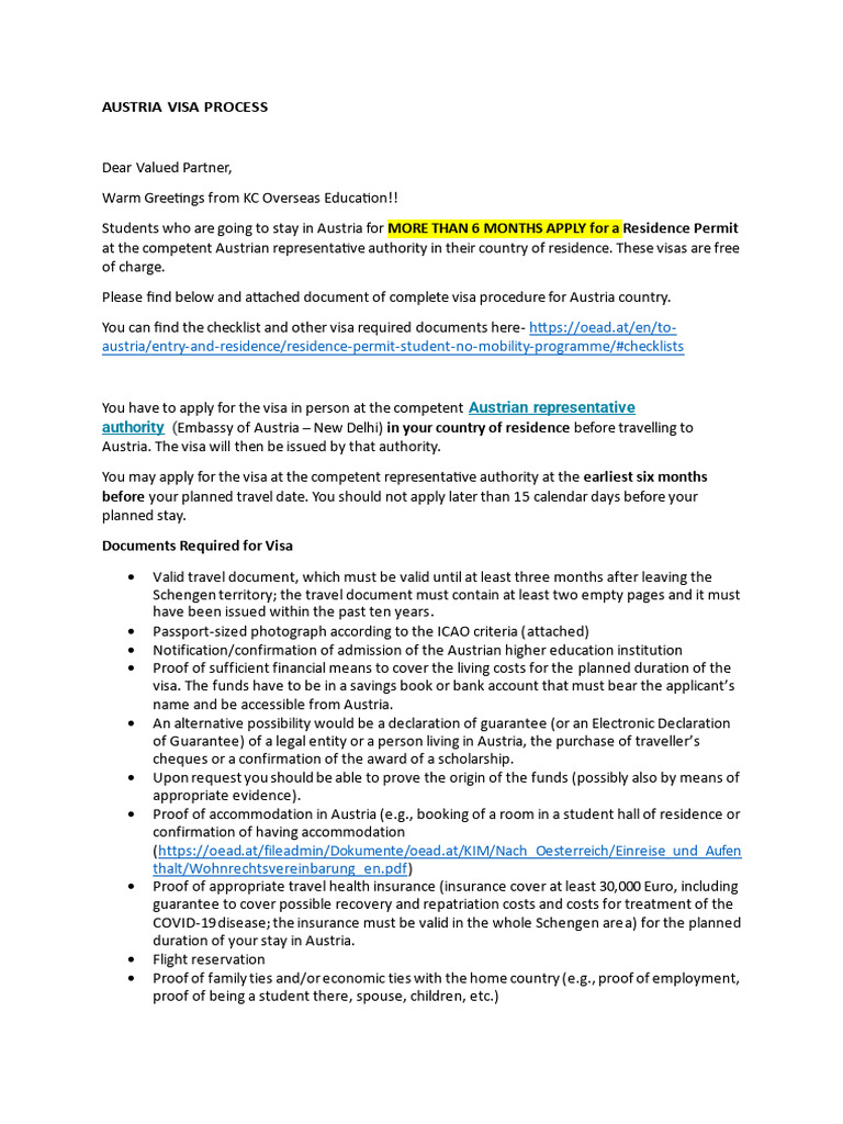 Austria Student Visa Application Guide | PDF | Cost Of Living | Travel Visa