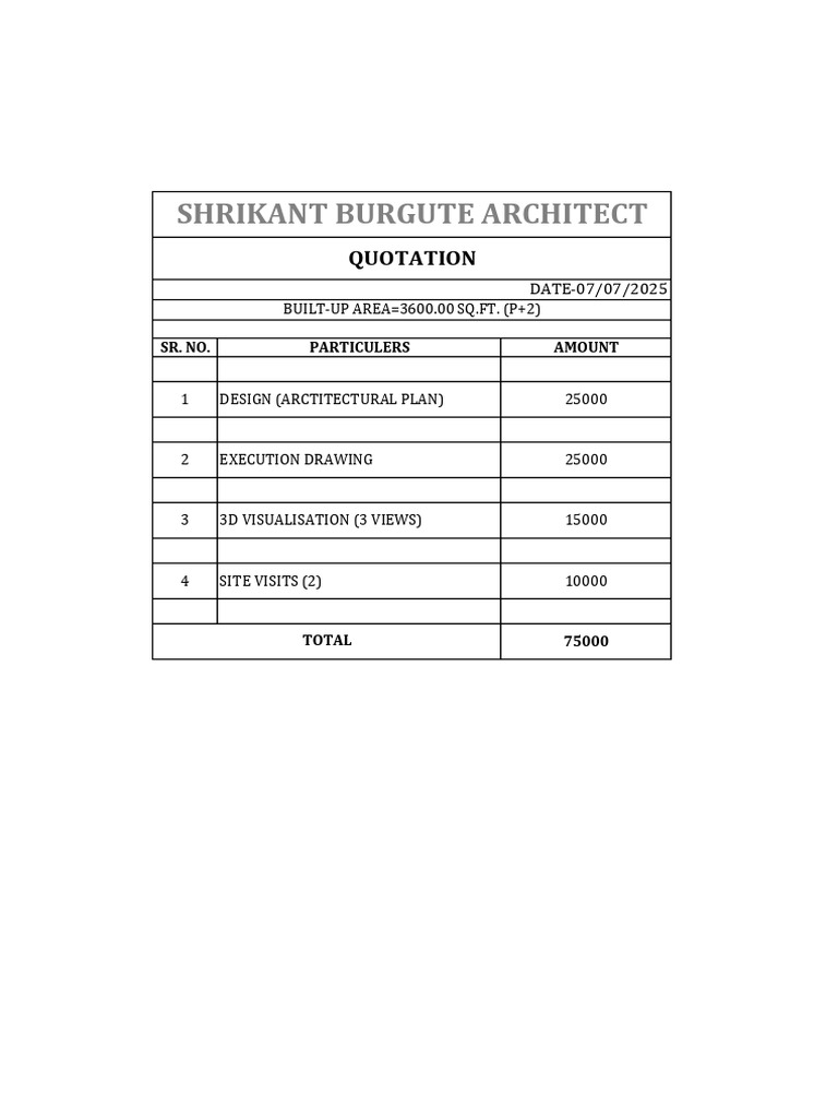 Architectural Design Quotation Breakdown | PDF