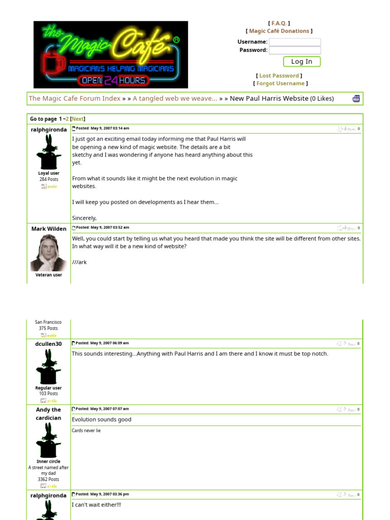 The Magic Cafe Forums - New Paul Harris Website | PDF