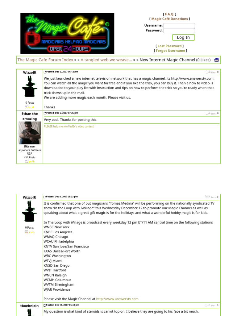 The Magic Cafe Forums - New Internet Magic Channel | PDF | Broadcasting ...