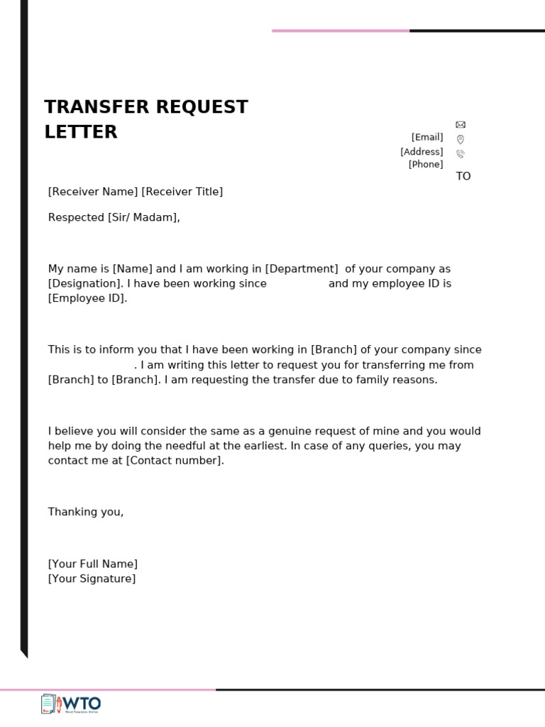 Transfer Request Letter Template | PDF