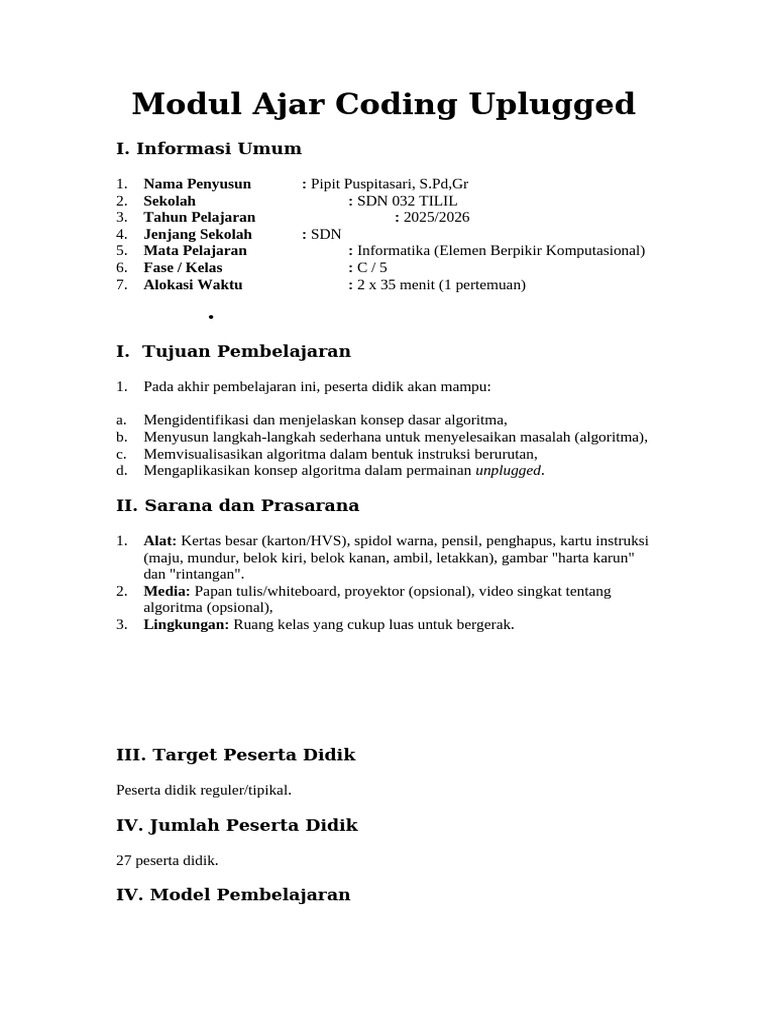 Modul Ajar Coding 5 | PDF