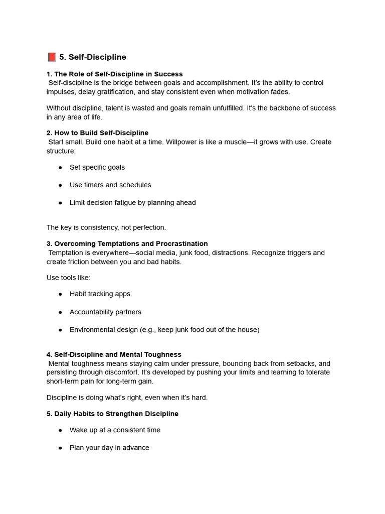 Building Self-Discipline for Success | PDF
