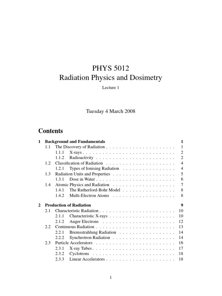 Radiation Physics and Dosimetry Overview | PDF | Particle Accelerator ...